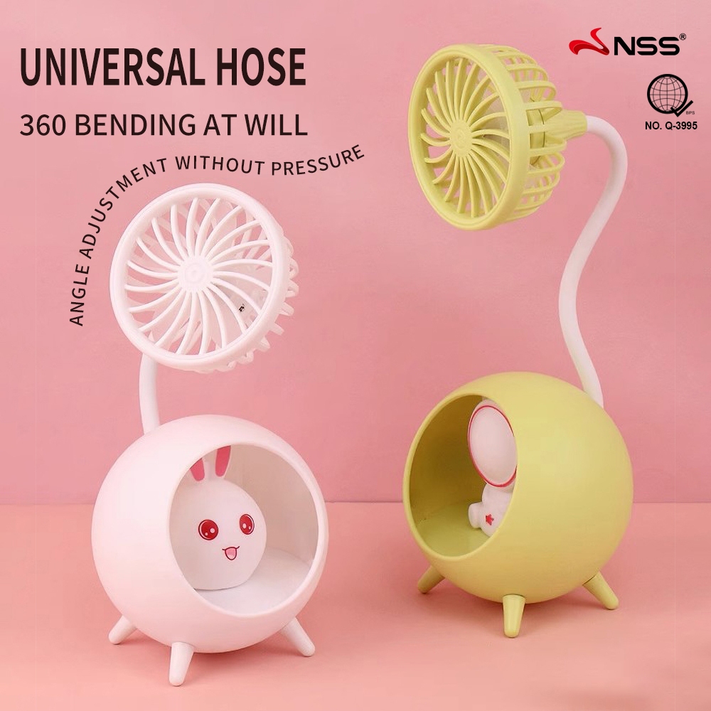 NSS Desk Mini Fan With Night Light Electric USB Charging Table Cute Fan ...