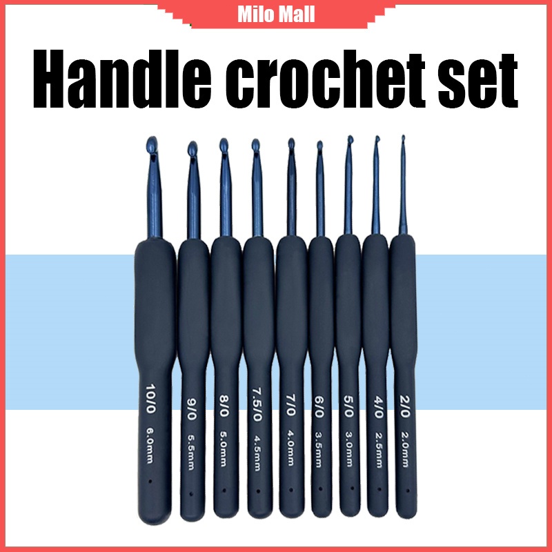 9PCS Crochet Hook Set Soft Handle Aluminum Crochet Hook Set For Hand ...