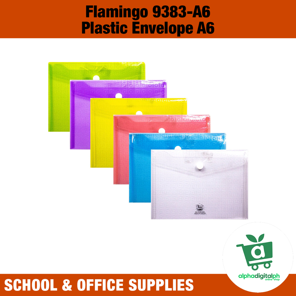 Flamingo 9383-A6 Plastic Envelope A6 Size Different Colors | Shopee ...