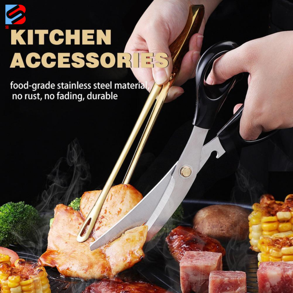 Susan1188 Steel Long Handle Japanese Style Food Clamp Serving Tong Meat ...