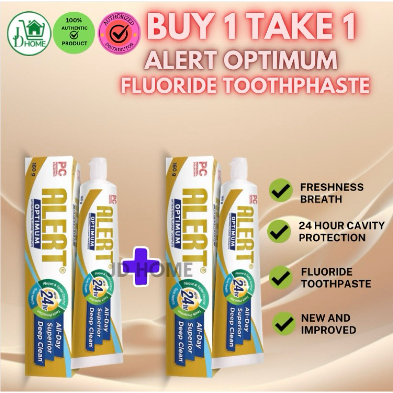 BUY 1 TAKE 1 ALERT OPTIMUM FLUORIDE TOOTHPASTE 160g | Shopee Philippines
