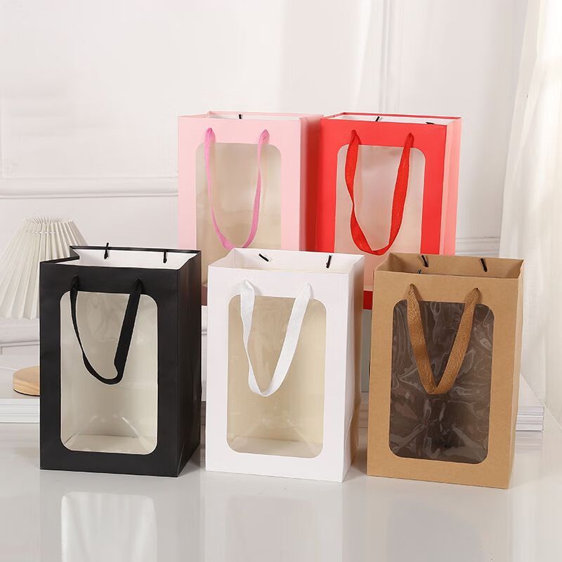 Window Bag Gift Bag Reusable Dust-Proof Floral Bag Dust-Proof Bag Kraft ...