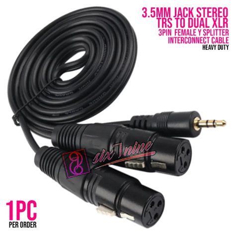 1.5M 3.5mm Jack Stereo TRS to Dual XLR 3 Pin Female/Male Y Splitter ...