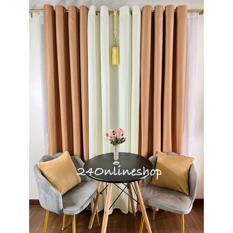 PANTONE COLOR OF THE YEAR MOCHA MOUSSE Plain Mocha Ring Curtains - 195 ...