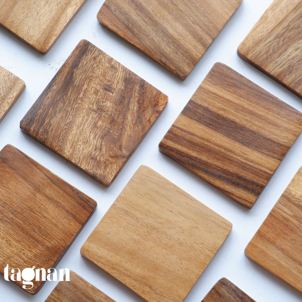 Tagnan Wooden Square Flat Coasters made from Acacia | Shopee Philippines
