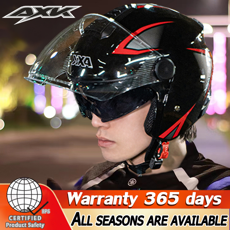 AXK Motorcycle Halface Helmets Dual Visor For 55cm-62cm Head ...
