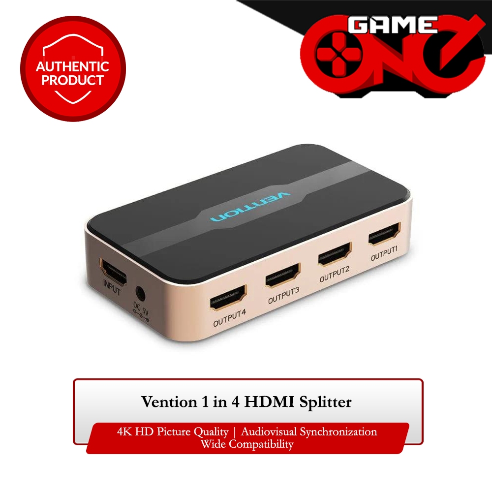 Vention HDMI Splitter 1 In 4 Out HD 4K/30Hz HDMI 1.4 1x2 1x4 Adapter With Power Supply (ACCG0 ...