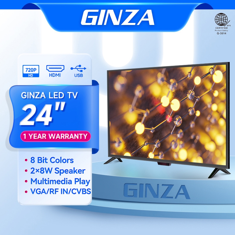 GINZA 24 Inch TV Ultra Slim Flat Screen with Bracket AV+VGA+USB | Shopee Philippines