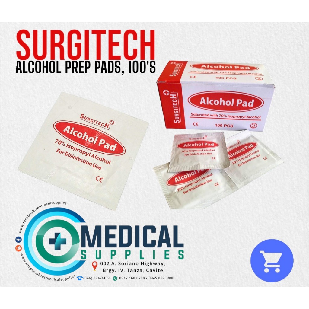 SURGITECH, Alcohol Prep Pads, 100pcs/ Box | Shopee Philippines