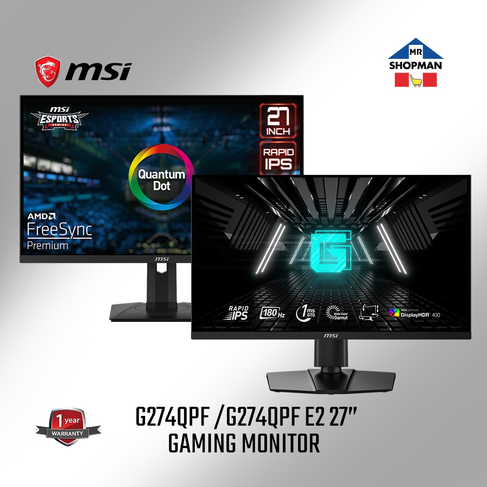 Msi G274QPF QD/ G274QPF E2 27" WQHD 2560x1440 IPS 170Hz / 180Hz 1440p Gaming Monitor | Shopee ...