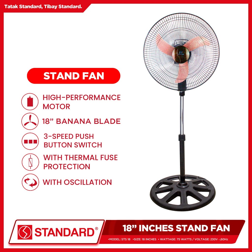 Standard Stand Fan 18" Banana Type Plastic Blade (Random Color) STS-18 ...