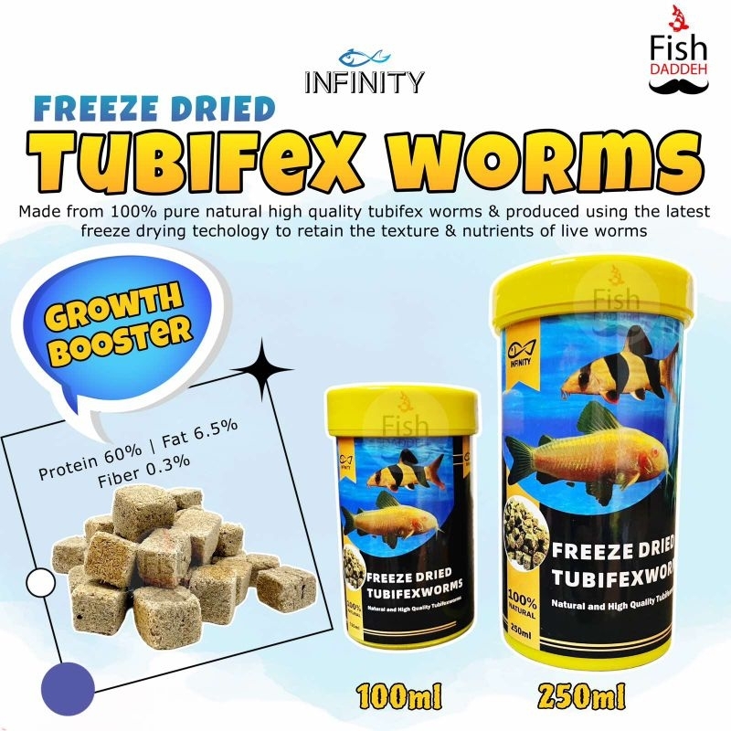 Infinity Freeze Dried Tubifex Worms Fish Food 100ml 250ml | Shopee ...