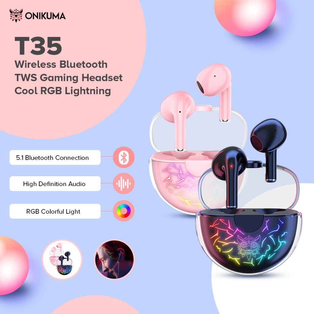 ONIKUMA T35 Fast Charging Bluetooth Gaming Earbuds Low Latency Wireless ...