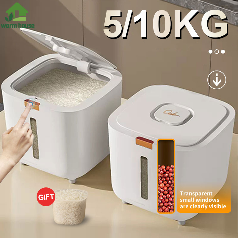 Rice Bucket Household Moisture-proof Sealed Rice Jar Rice Box Flour ...