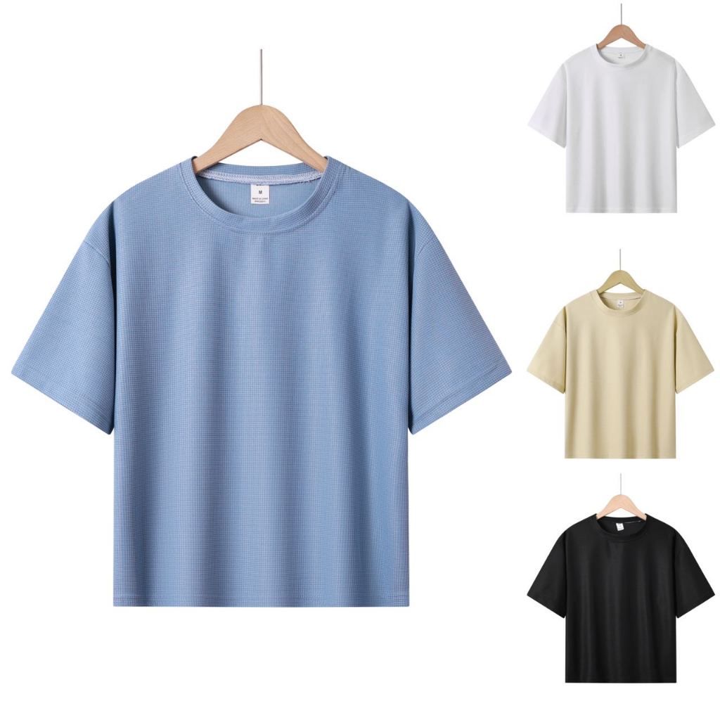 Mannered Box Fit Cropped T-shirts for Men Short Sleeve Waffle Pattern ...