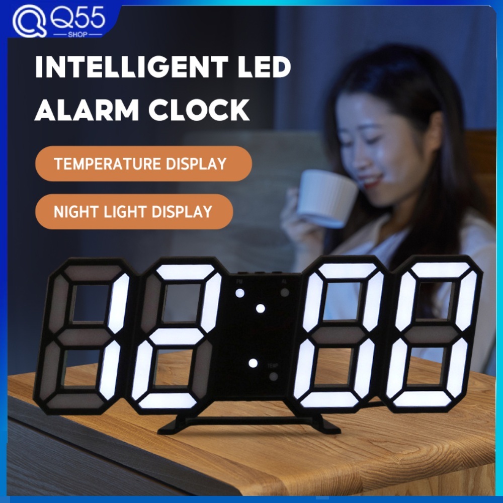 Digital Clock Wall Decor Smart 3d Alarm Clock Led Kitchen Office Desk ...