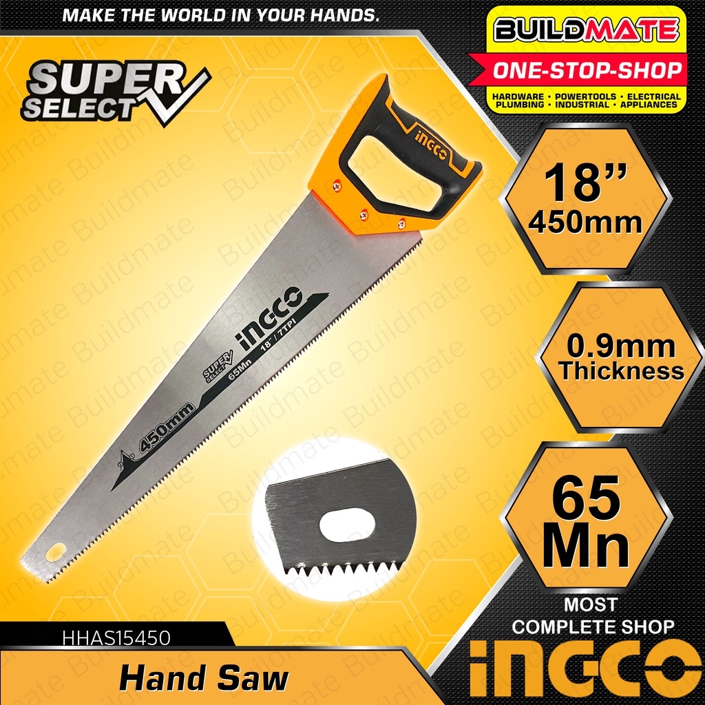BUILDMATE Ingco 7TPI 18" Hand Saw Fast Cut Heat Treatment Wood Cutter ...