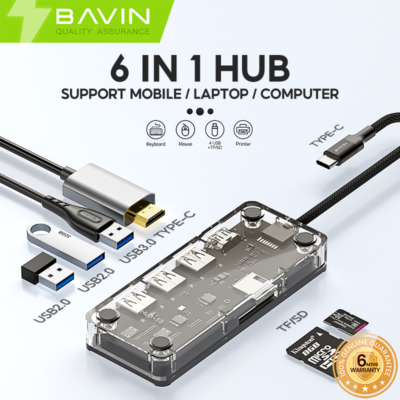 BAVIN I13 6 in 1 Universal USB HUB Adapter Plug and Play USB 3.0 Fast ...