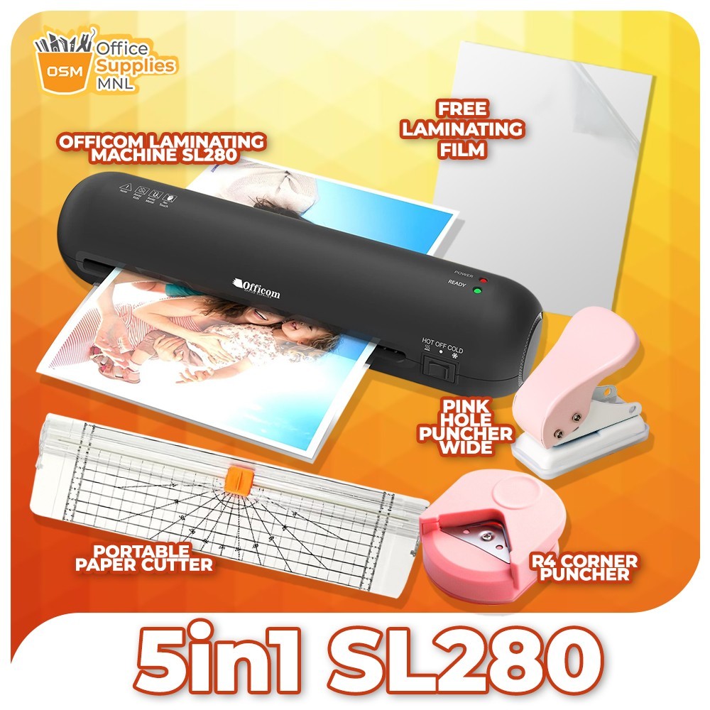 5in1 Package A4 Laminating Machine Sl280 Laminator Hot Cold W Puncher