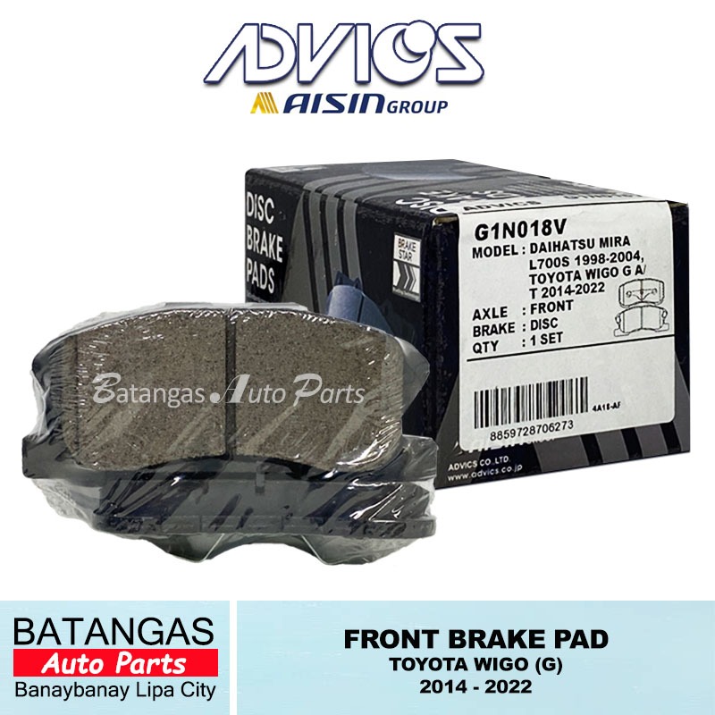 ADVICS FRONT BRAKE PAD TOYOTA WIGO G 2014-2022 1SET MADE IN JAPAN AISIN ...