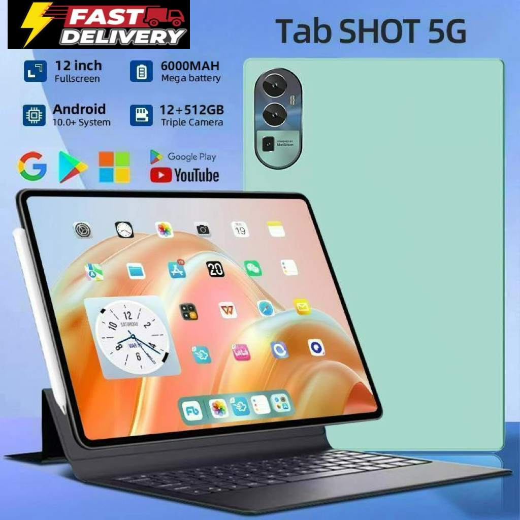 Tablets Tab SHOT 5G Android 12 inch 12GB+512GB Gaming Tablet Original ...