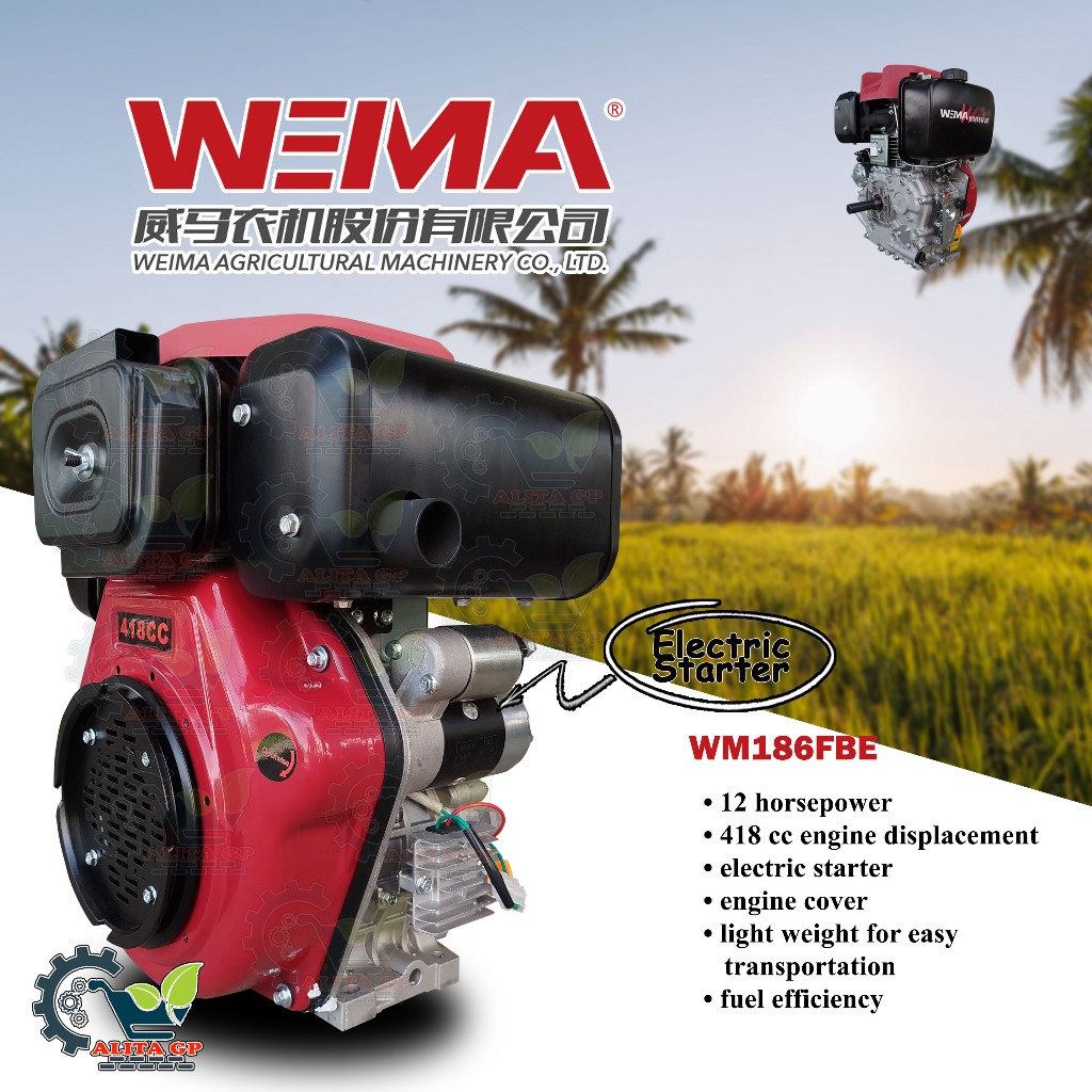 High Speed Air Cooled Diesel Engine With Electric Start 186FA 12hp WM186FBE By Weima | Shopee ...