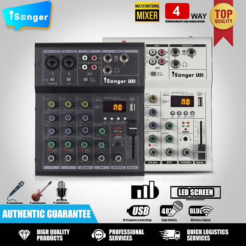 Professional 4-Channel Audio D」 Mixer With 48V 2 AUX Output, Ful ...