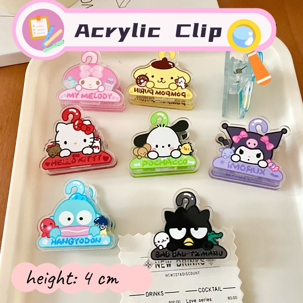 Cute Sanrio Kuromi Melody Acrylic Hanger Binder Clip Paper Clip ...