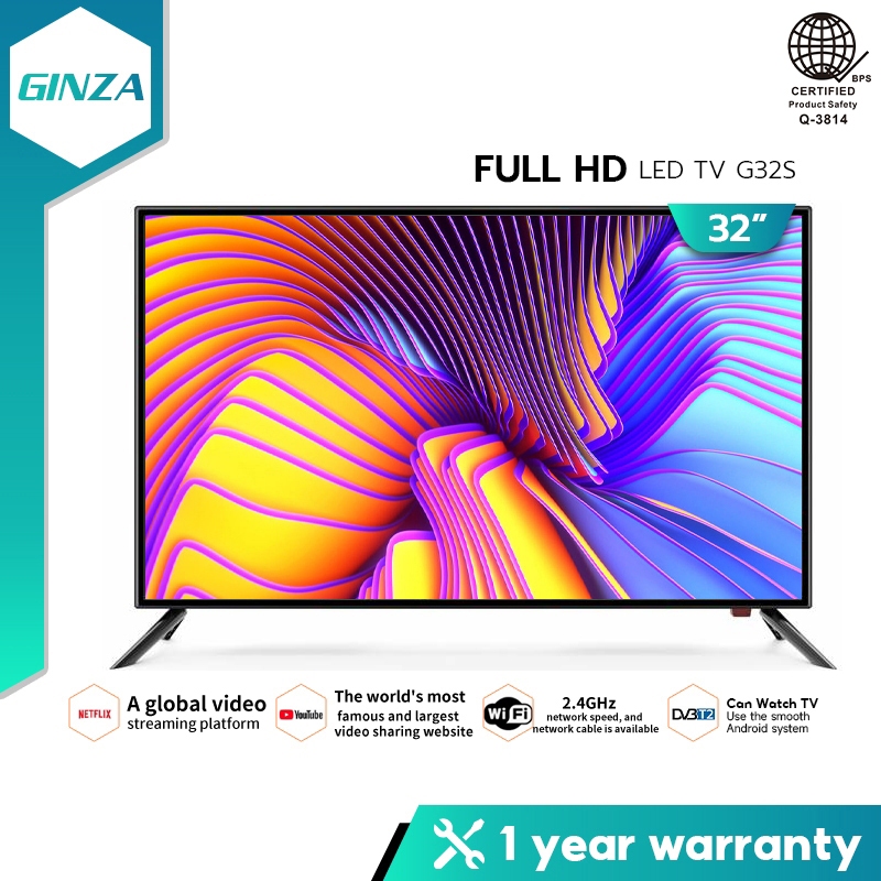GINZA 32 Inch Digital LED TV Smart TV with Bracket TCLG32AB HDMI AV VGA USB ACE32 | Shopee ...