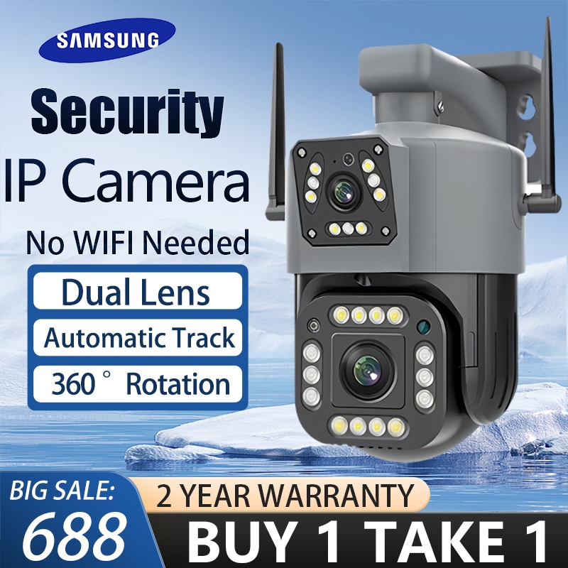 SAMSUNG BUY 1 TAKE 1 CCTV CAMERA Dual Lens No Wifi Needed 360°Auto ...
