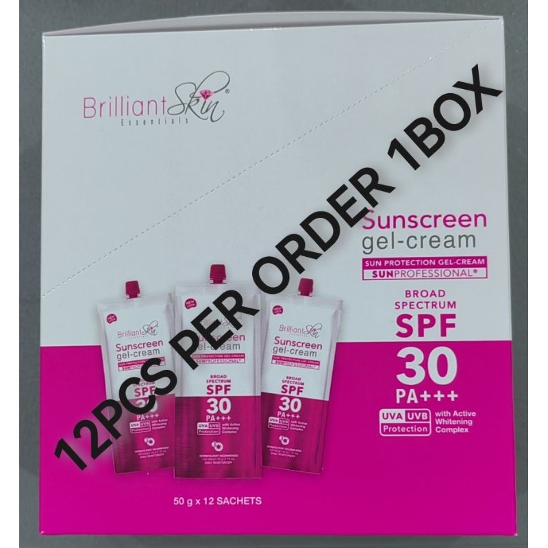 12PCS NEW BRILLIANT SUNSCREEN GEL-CREAM SPF30 50G | Shopee Philippines