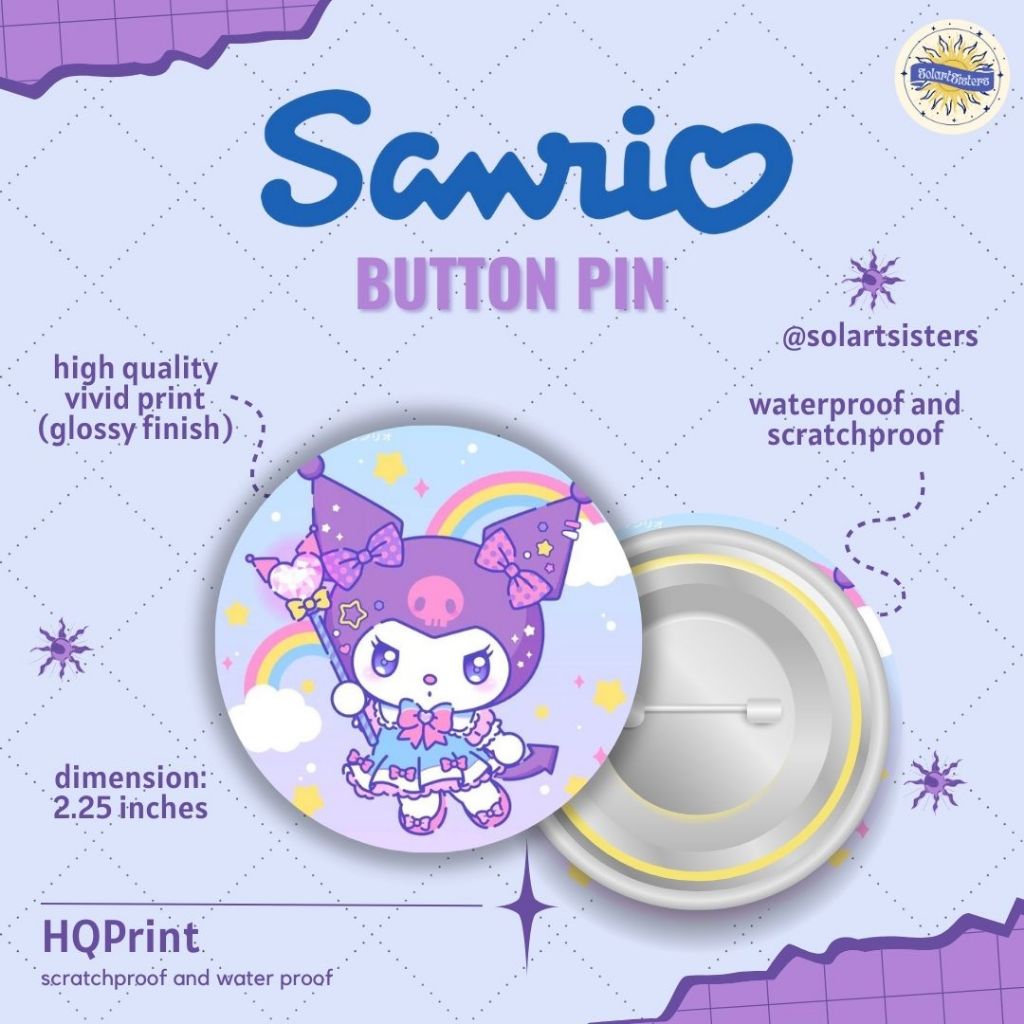 Kuromi Hellokitty aesthetic minimalist sanrio inspired unofficial pin ...