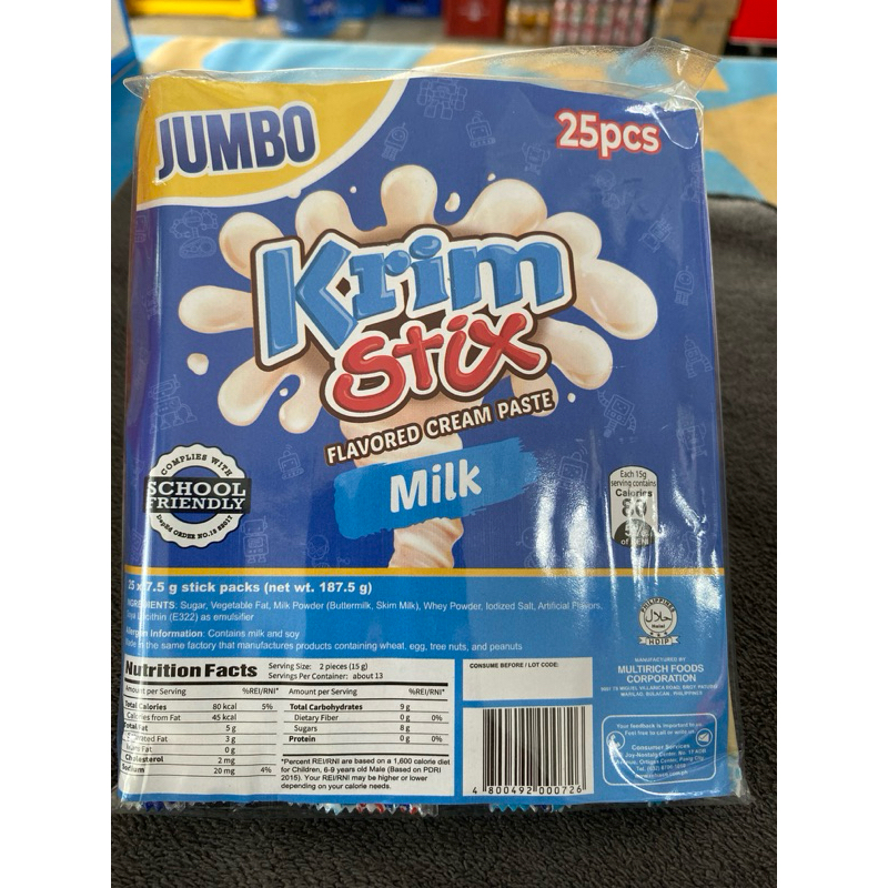 Krim Stix Milk Flavored Cream Paste Jumbo 25 pcs | Shopee Philippines