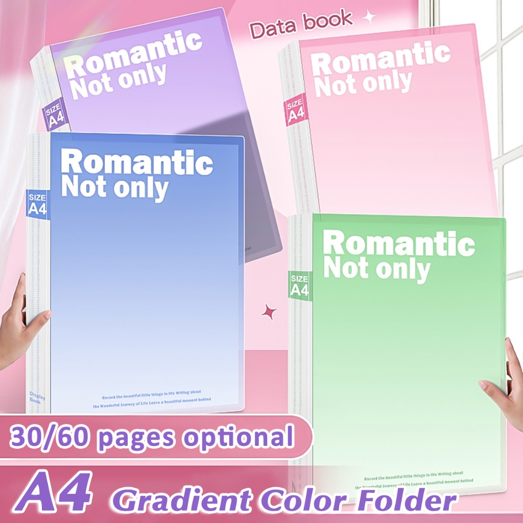 A4 File Folder Display Book 30/60 Pages Transparent Insert Paper ...