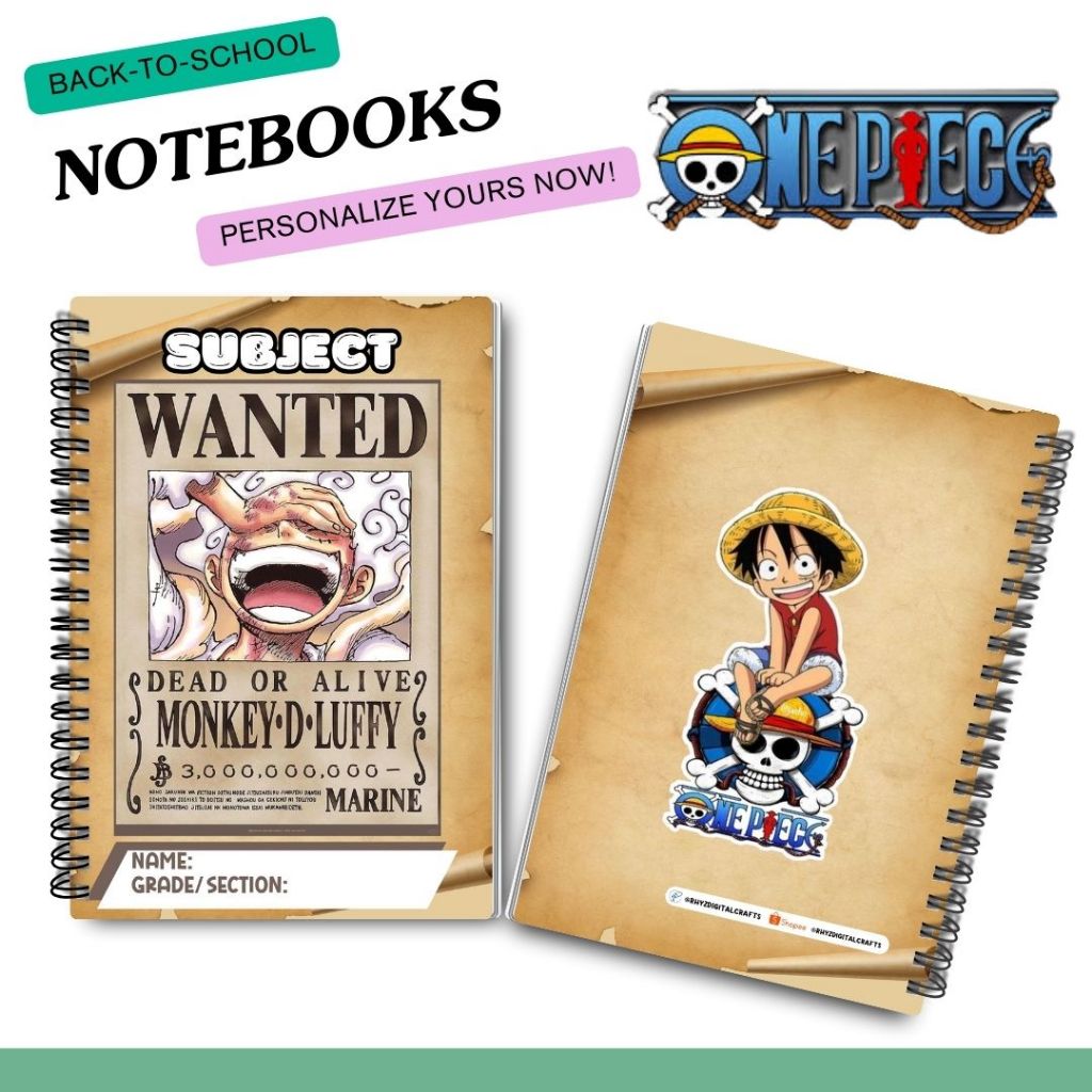 One Piece Notebook, Personalized Notebook, Customized Notebooks ...