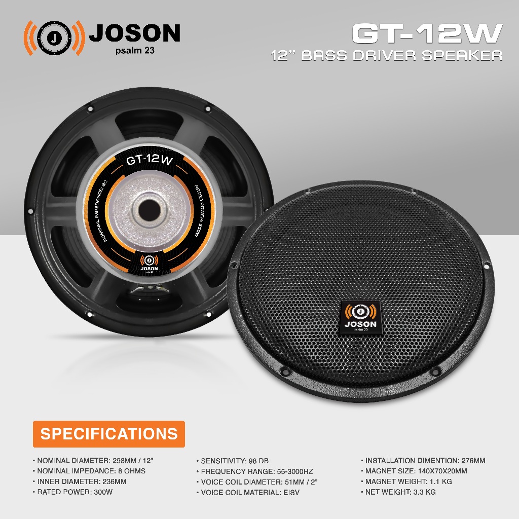 Joson GT-12W Bass Driver Speaker (1 Pc) | Shopee Philippines