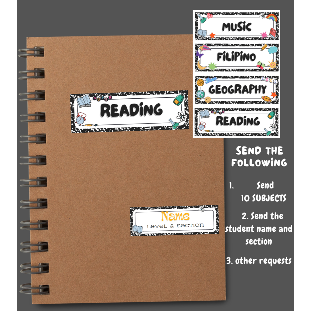 Personalized School Label Stickers - Subjects, Names, and Sections for ...