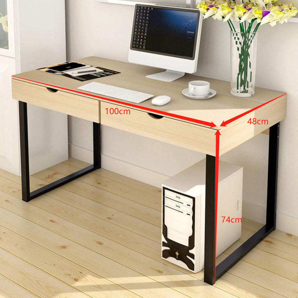 HOME FACTOR Computer desk with two drawers Office desk study desk ...
