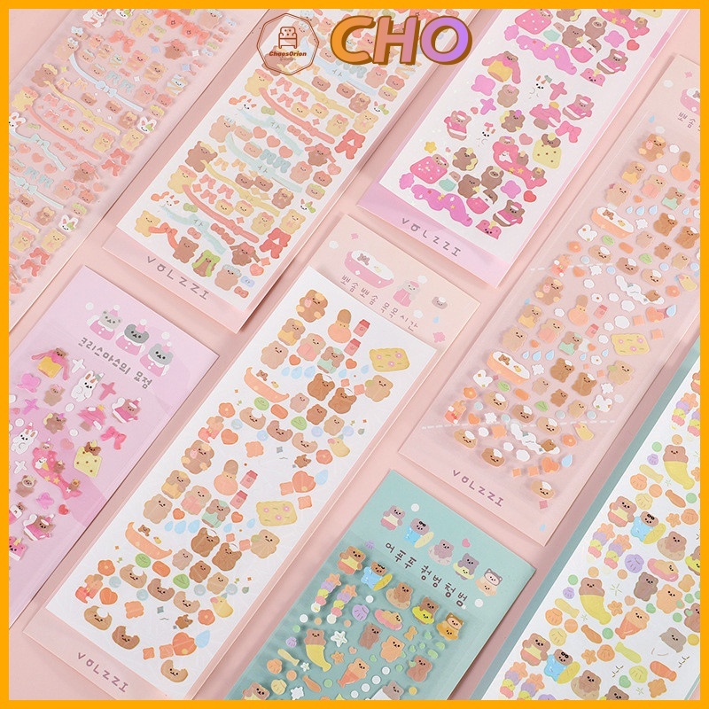 CHO⭐Korean Ins Stickers Heart Sticker Cute Laser Little Bear Sticker ...
