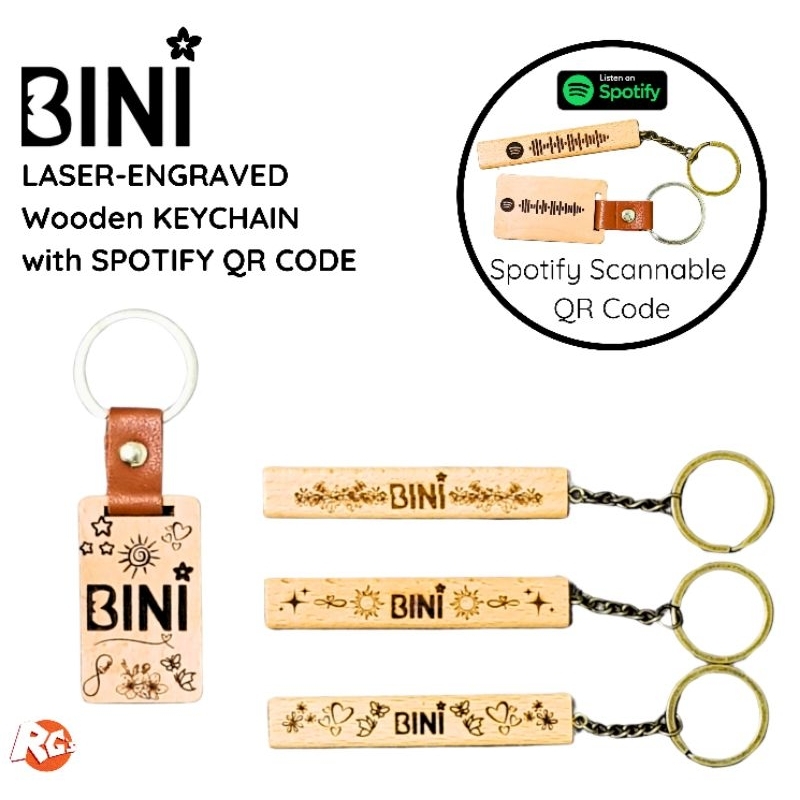 BINI LASER-ENGRAVED Wooden KEYCHAIN with SPOTIFY QR CODE | Shopee ...