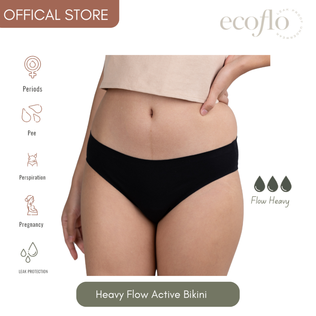 Ecoflo - Heavy Flow Active Bikini - Women's Leakproof Menstrual Underwear Reusable Period ...