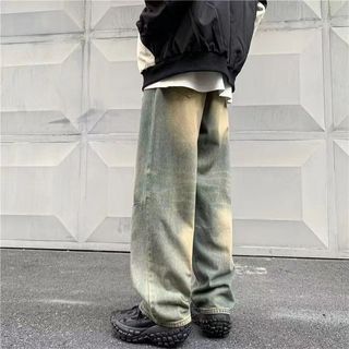 Maong pants for men baggy retro straight denim pants for men korean ...