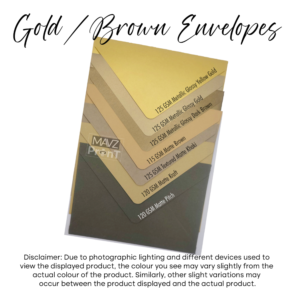 Baronial Gold Brown Envelope for Wedding Baptismal Birthday Debut 5R ...