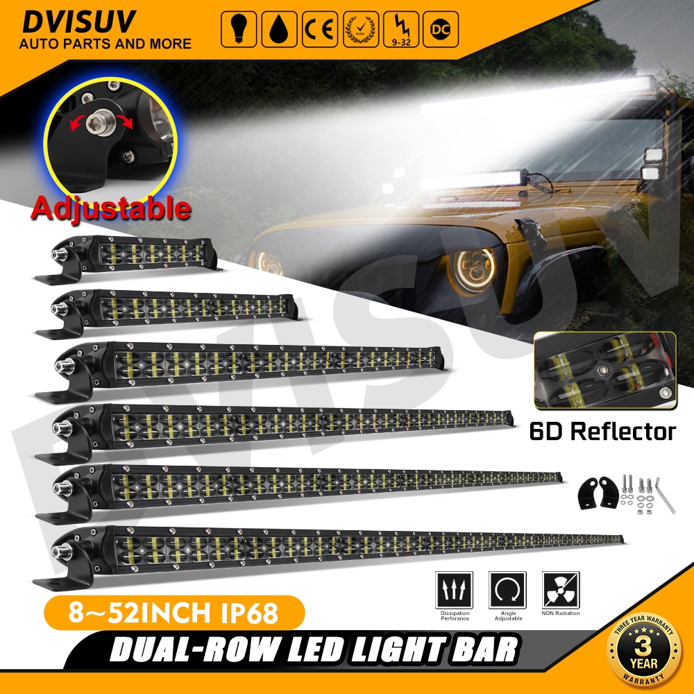 2-Row 8"~52"inch LED Light Bar Spot Flood Led Bar for Car SUV Off Road ...