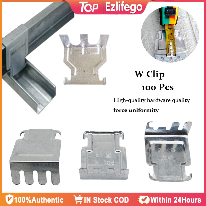 100Pcs W Clip Double Furring Clip For Ceiling Work C-Channel Fitting ...