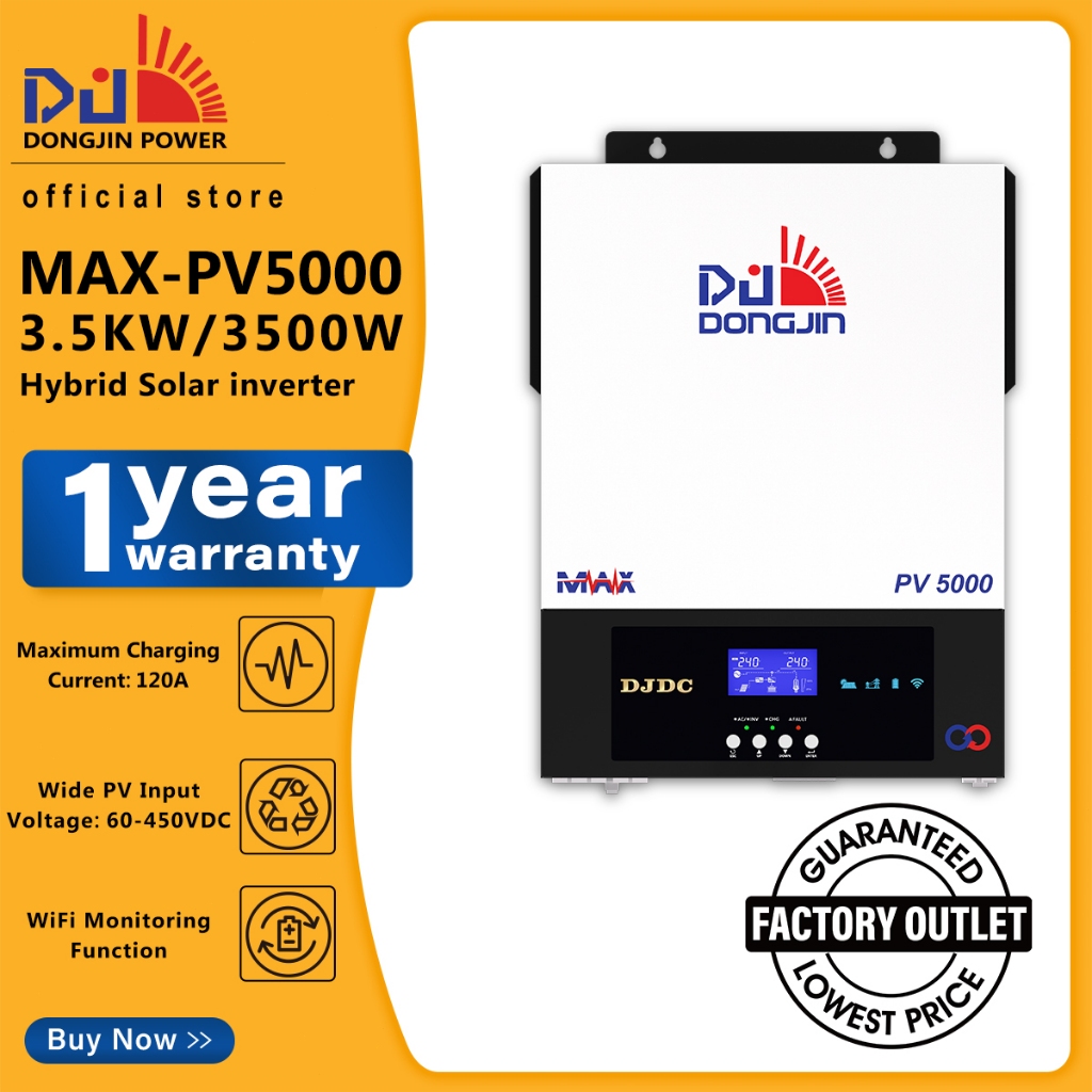 DongJin Power Hybrid Solar Inverter 3500W 24V 3.5KW Pure Sine Wave ...