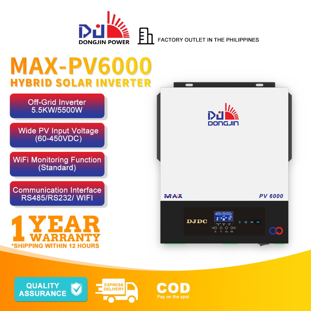 DongJin Power 48V Hybrid Solar Inverter 5500W/5.5KW Pure Sine Wave ...