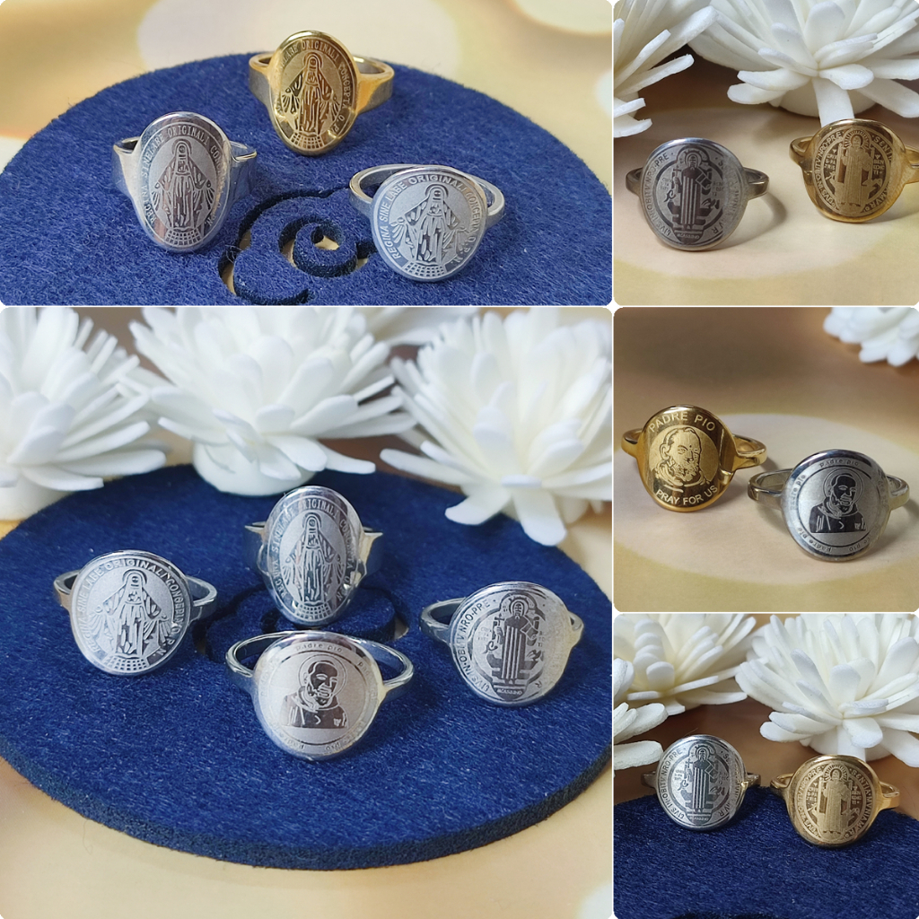 Mama Mary Ring Unisex Stainless St Benedict Ring Padre Pio Ring ...