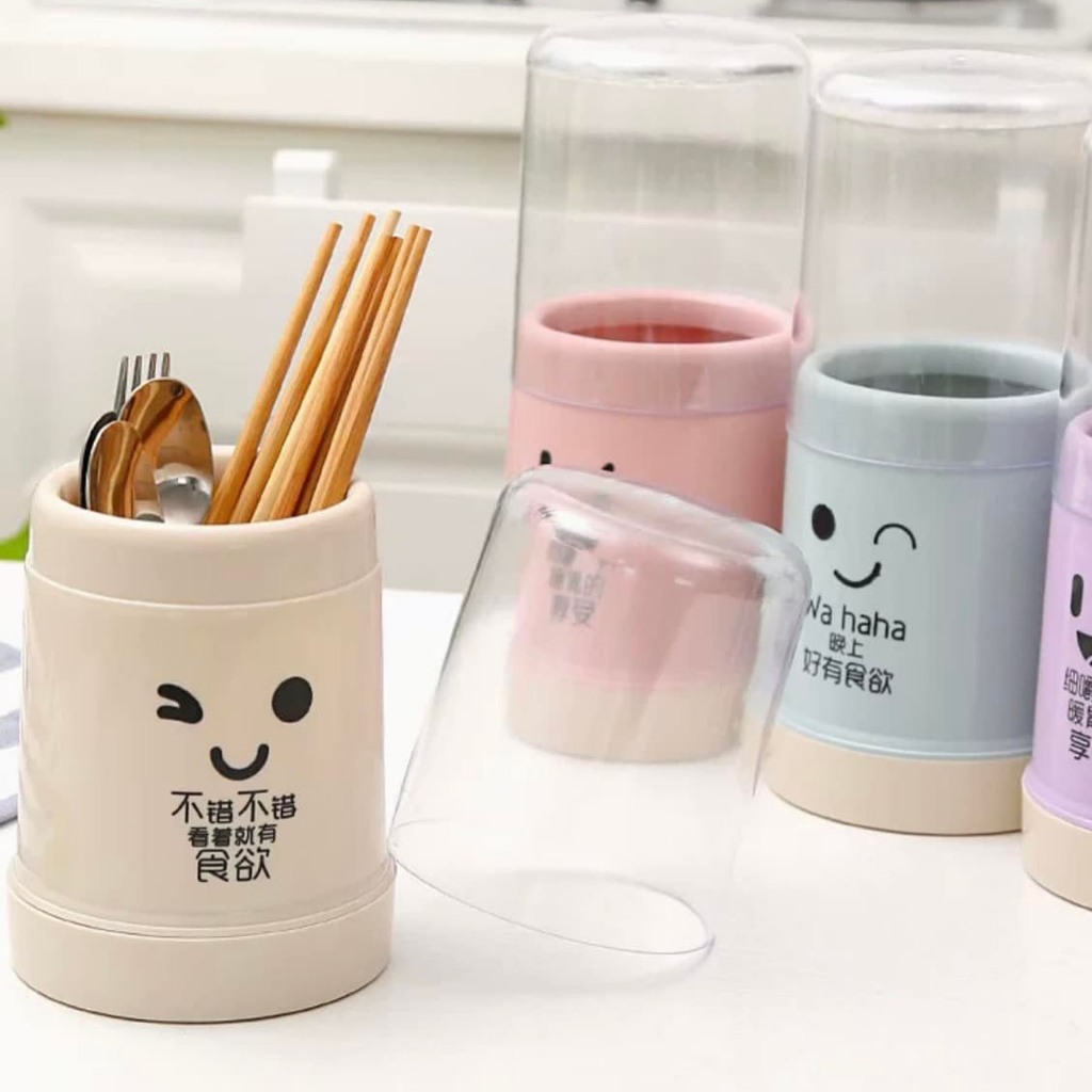 Dustproof Chopstick Holder with Cover Cylinder Detachable Flatware Rack ...