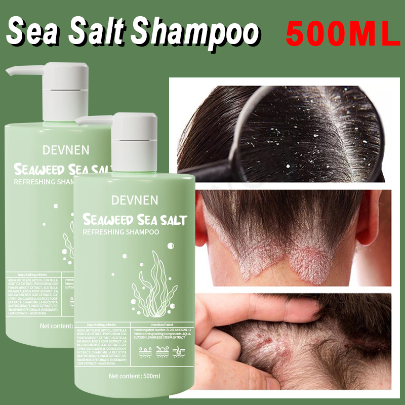 DEVNEN Sea Salt Shampoo Oil Control Anti Dandruff Shampoo For Scalp Itching Hair Treatment 500ml ...